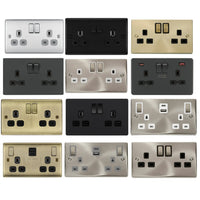Double Sockets / 2-Gang Plug Sockets – Chrome, Brass, Black & USB