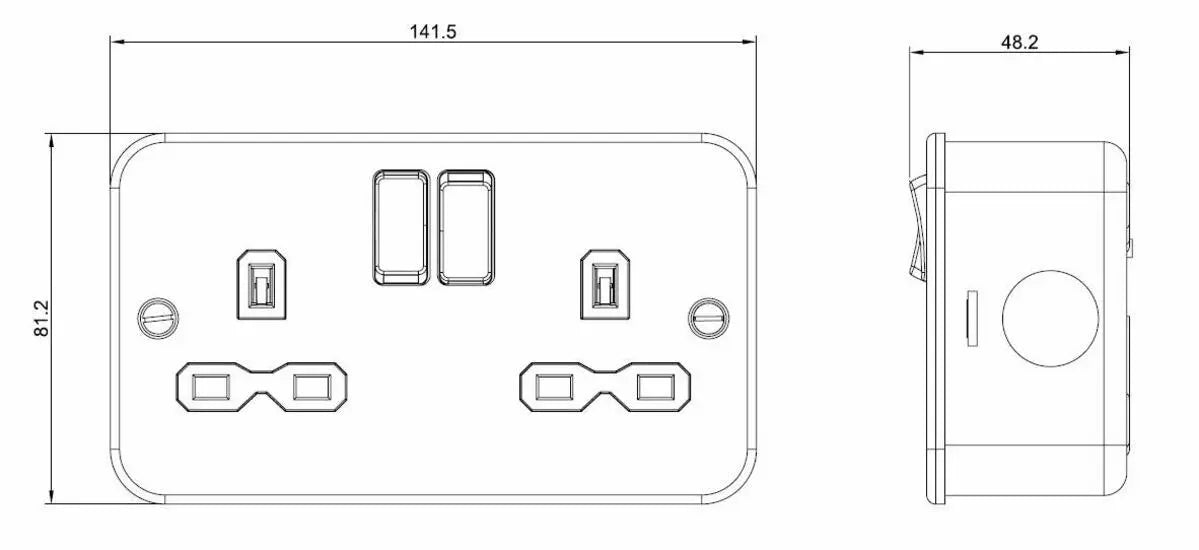 ML Knightsbridge MR9000 Metal Clad Double Socket 13A 2 Gang Double Pole ...