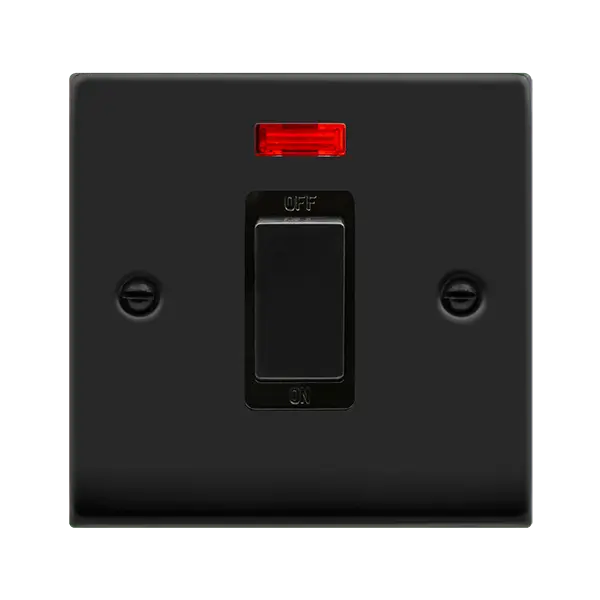 Click Deco Matt Black INGOT 1G 45A DP SWITCH NEON BK with Black Insert ...