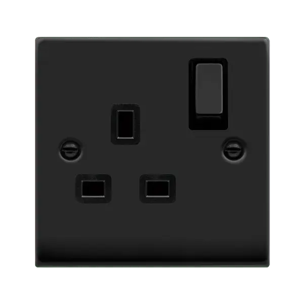 Click Deco Matt Black Single Socket with Black Insert | ACAS Electrical