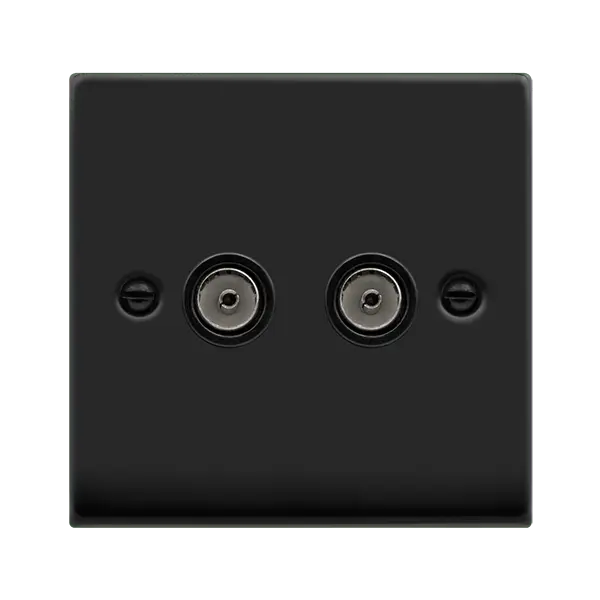 Click Deco Matt Black VP MATT BLACK 1 GANG TWIN CO- AXIAL OUTLET