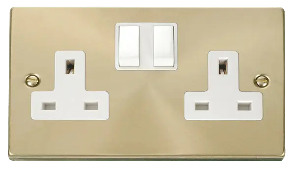 Click Deco Satin Brass White Insert Sockets & Switches | Shop Online UK