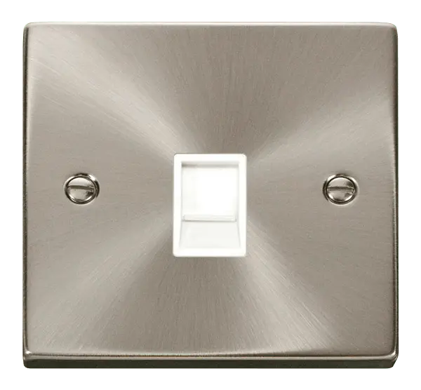 Click Deco Satin Chrome Single RJ11 Socket Ireland/USA with White ...