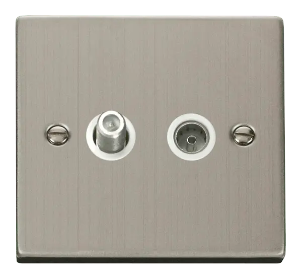 Click Deco Stainless Steel 1 Gang Satellite & Coaxial Socket Outlet ...