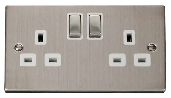 Click Deco Stainless Steel White Insert Sockets & Switches | Shop Online UK
