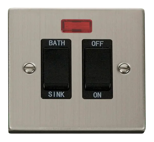 Click Deco Stainless Steel 20A DP Sink/Bath Switch with Black Insert