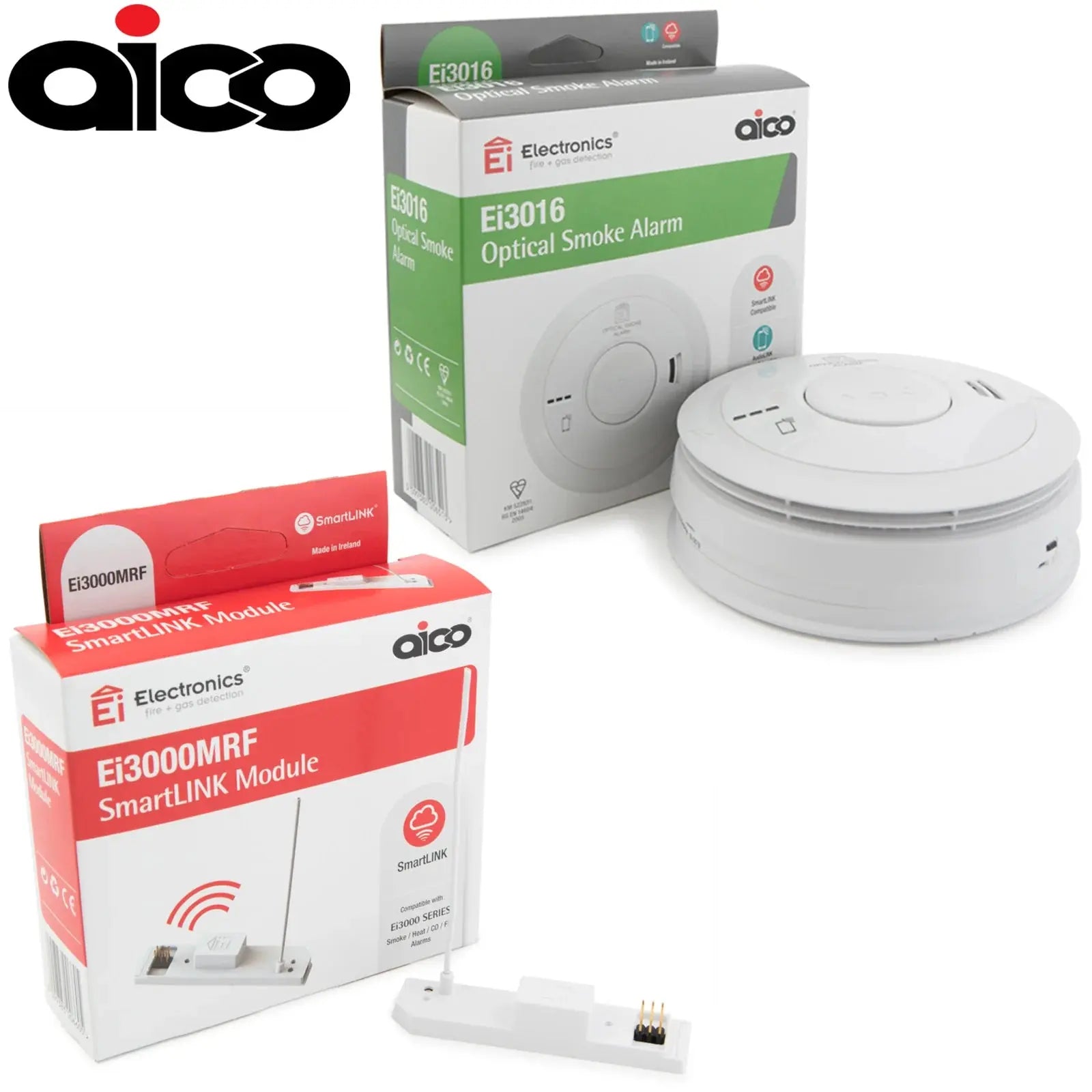 Aico Ei3016 Optical Smoke Alarm with Ei3000MRF SmartLINK Module – 3000