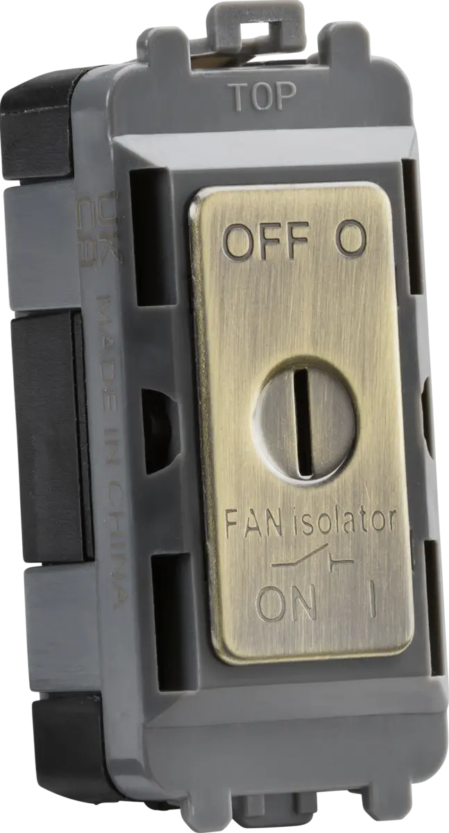 Knightsbridge 10A fan Isolator key switch module - antique brass ...