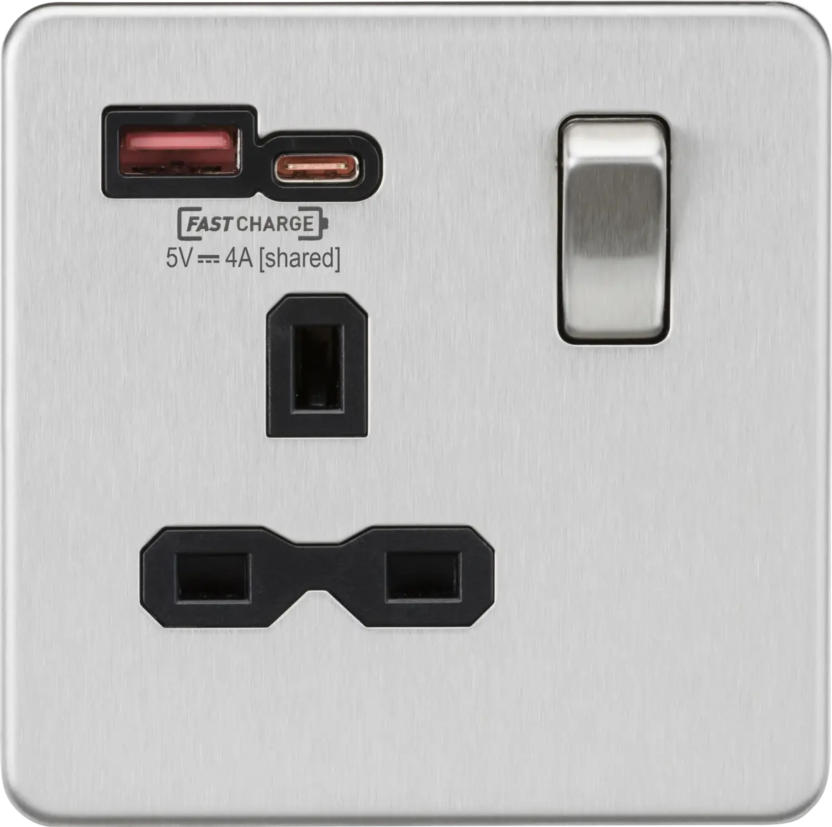 Knightsbridge 13A 1G SP Switched Socket with Dual USB A+C 12V DC 1.5 ...