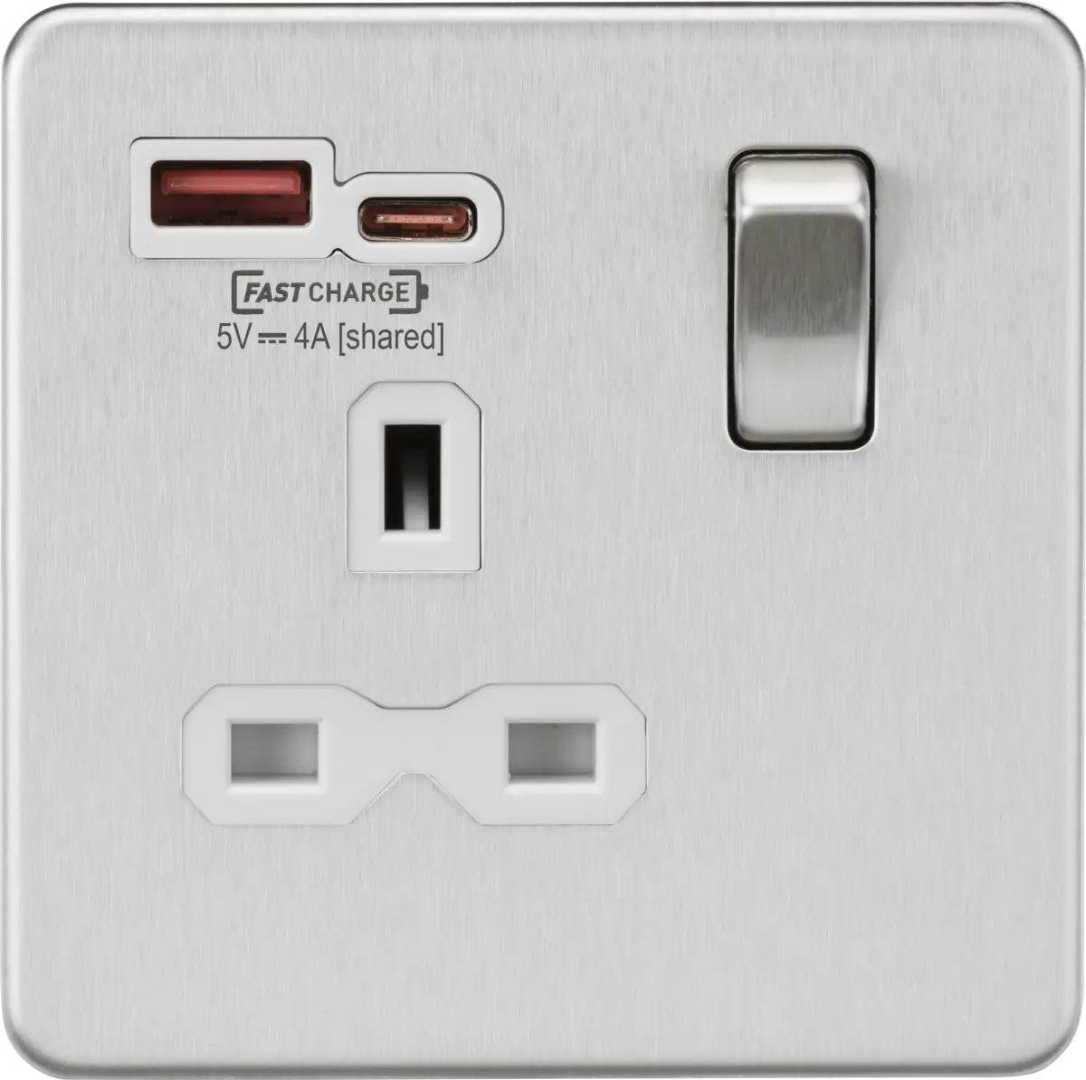 Knightsbridge 13A 1G SP Switched Socket with Dual USB A+C 12V DC 1.5 ...