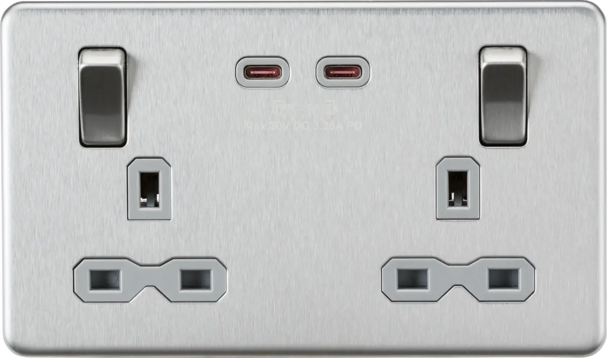 Knightsbridge 13A 2G DP Switched Socket with Dual USB-C [65W DUAL FA ...