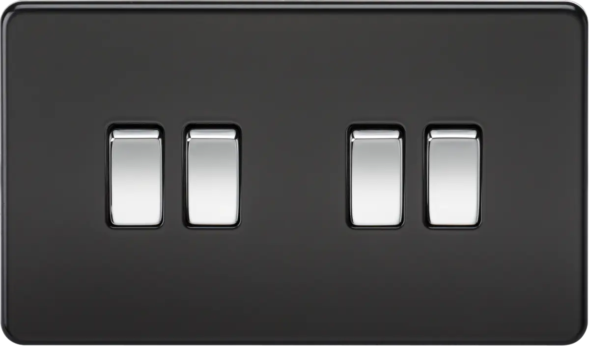 Knightsbridge Matt Black 10AX 4G 2 Way Switch - with Chrome Rocker ...