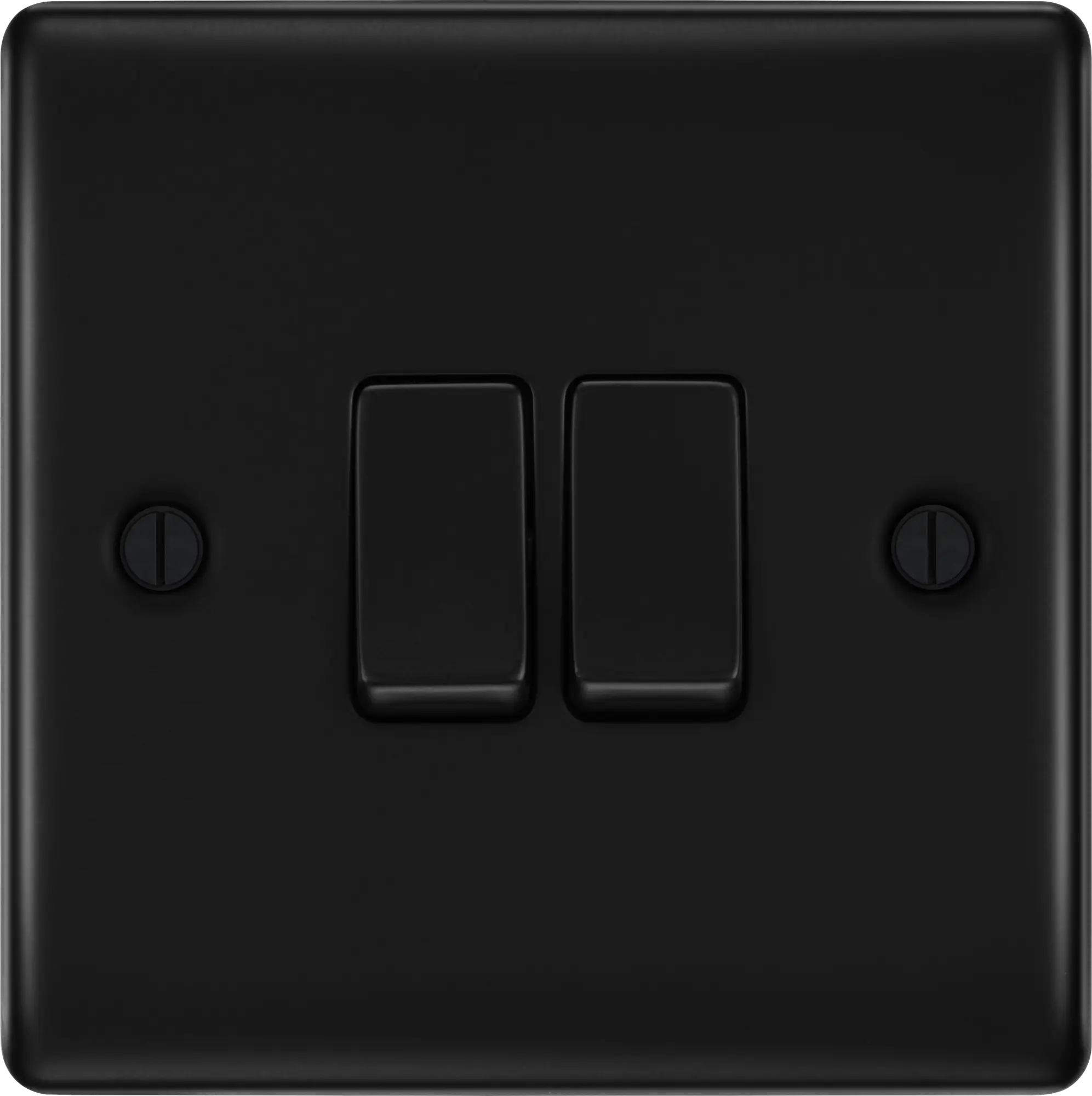 BG Nexus Metal Matt Black 2 Gang 20A 16AX 2 Way Plate Switch - NFB42