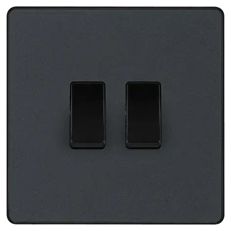 BG Evolve Matt Grey Screwless Double Light Switch PCDMG42B