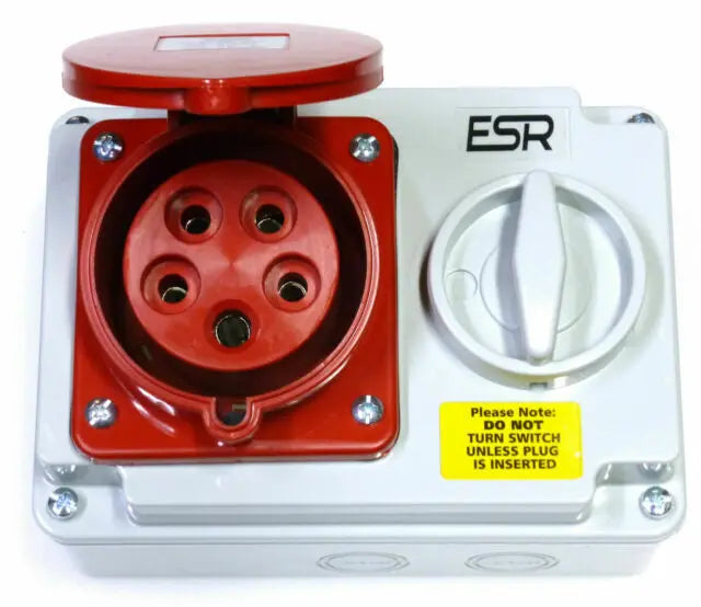 32 Amp 5 Pin Interlock Socket Switch 380V - 415V 3P+N+E Weatherproof I