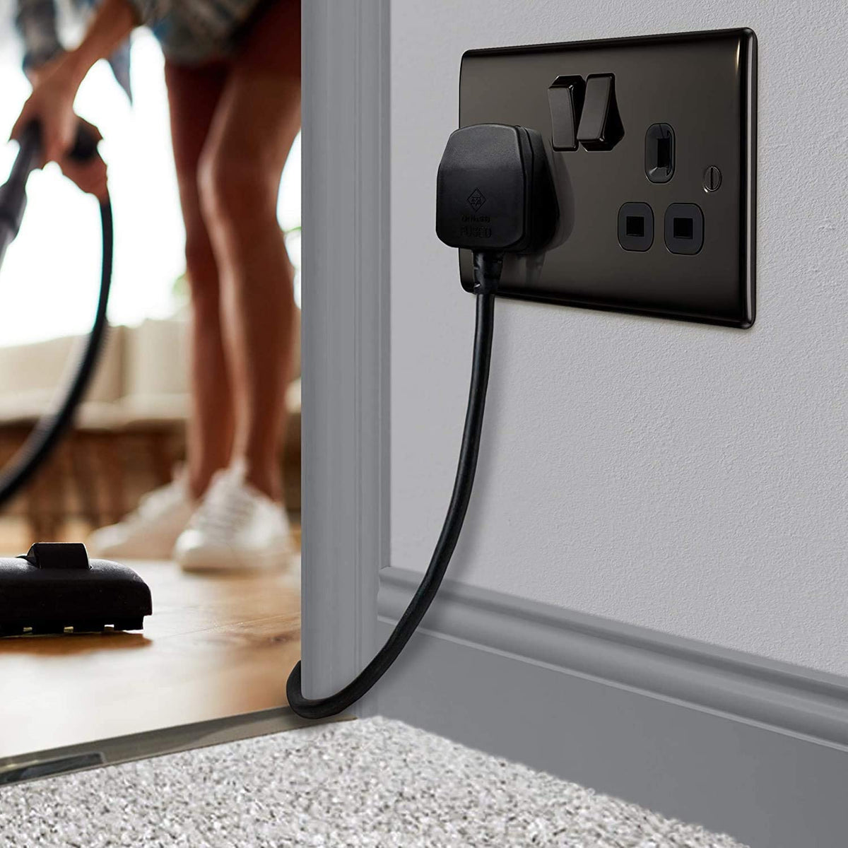 BG Nexus NBN22B 01 Metal Double Switched Power Socket in Black Nickel