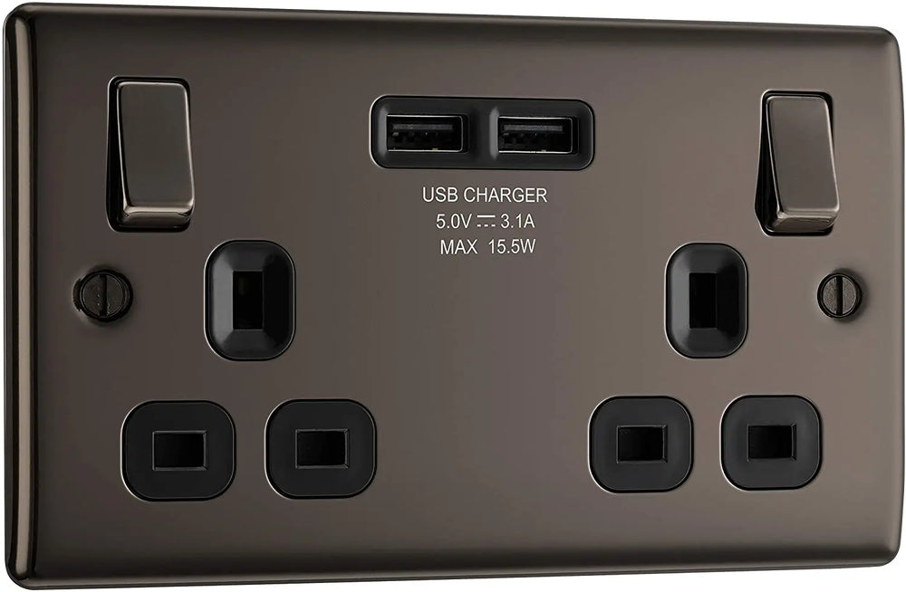 Double Sockets / 2-Gang Plug Sockets – Chrome, Brass, Black & USB